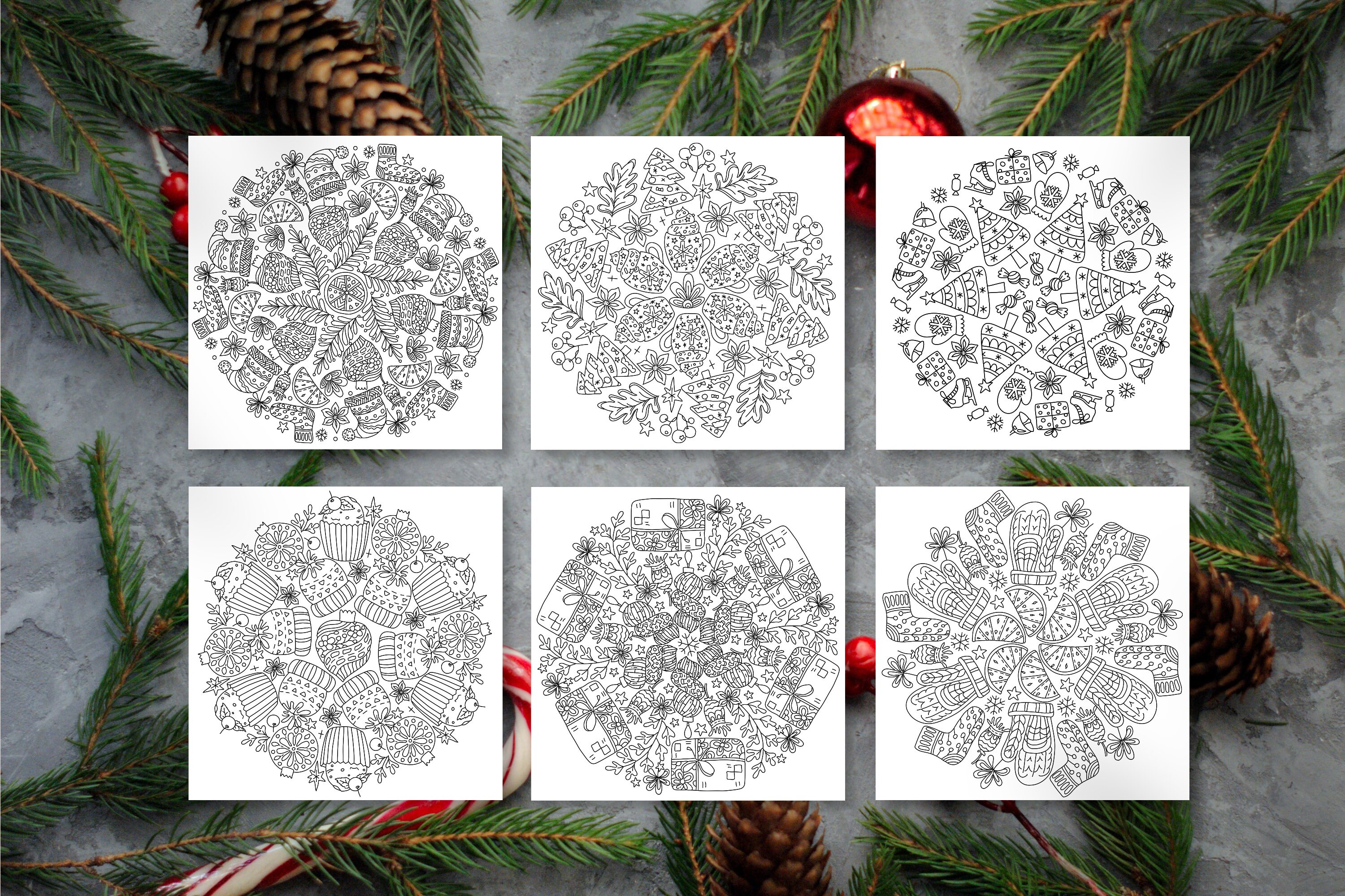 Winter Coloring Pages, Mandalas | Holidays Relax, Christmas Coloring ...