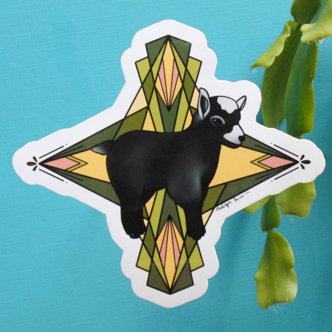 Art Deco Baby Goat Vinyl Sticker Cute Sticker, Fun Gift, Animal Sticker ...