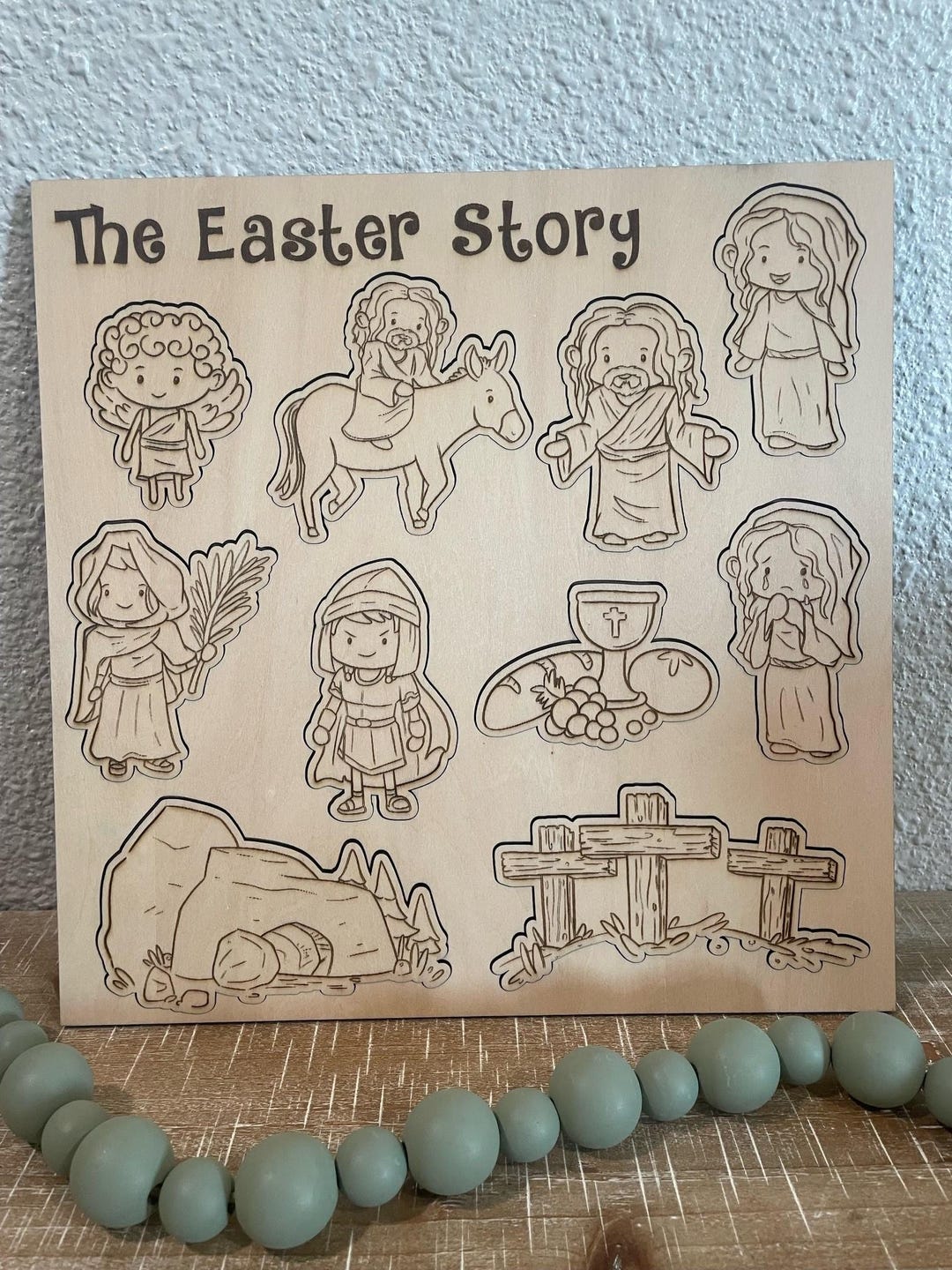 The Easter Story Engraved Wooden Bible Story Puzzle for Kids DIY ...