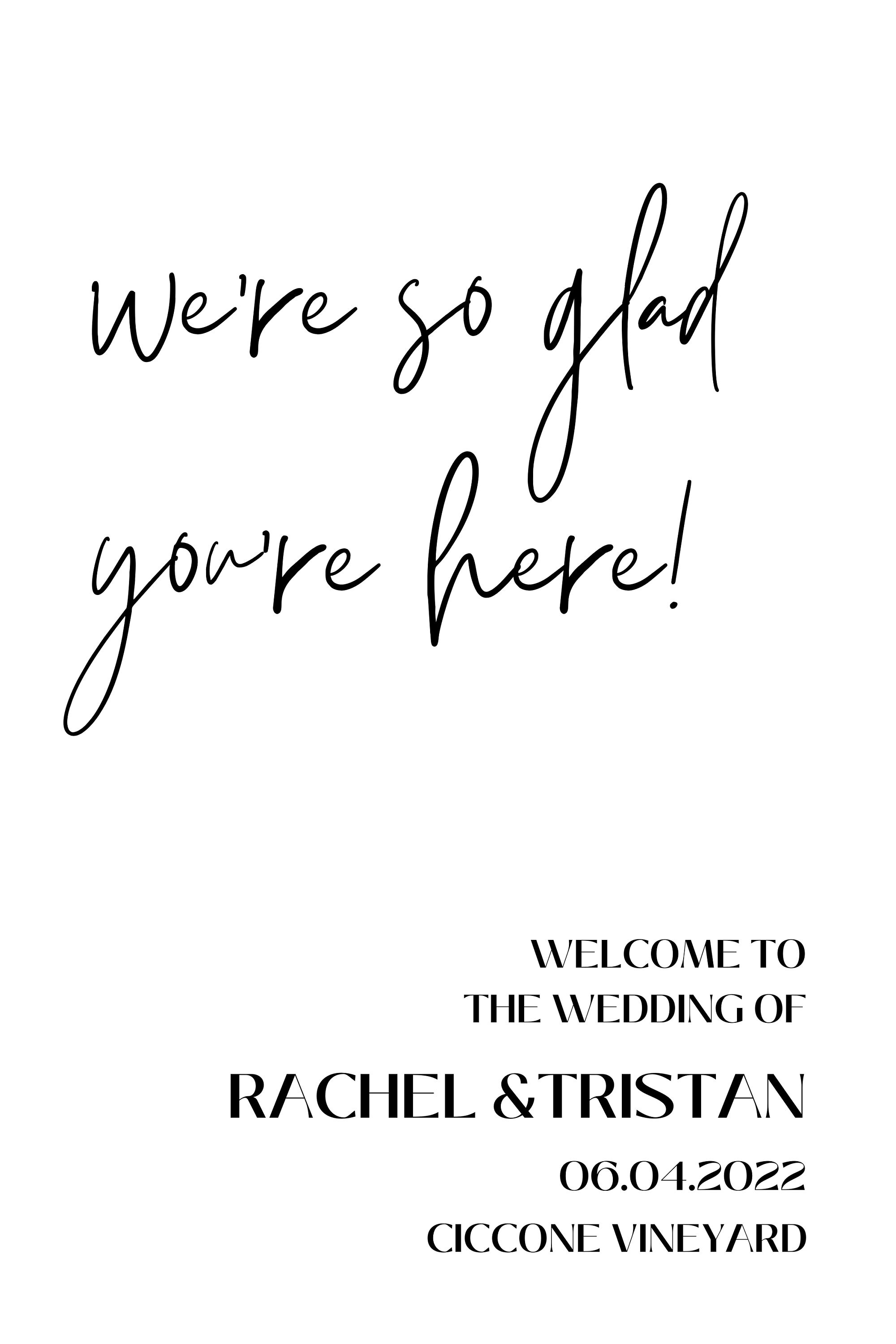 We're so Glad You're Here Editable Wedding Welcome Sign - Etsy