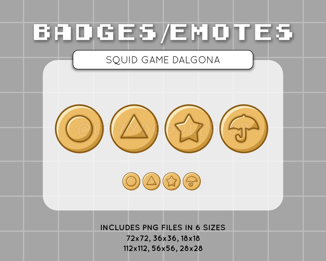Dalgona Badges Emotes | Squid Games | Sub Bit Badges | Twitch Discord ...