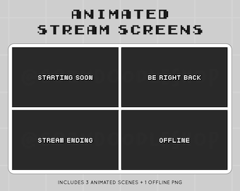 White & Black Minimal Pixel Stream Screens | Overlay | Starting Soon ...