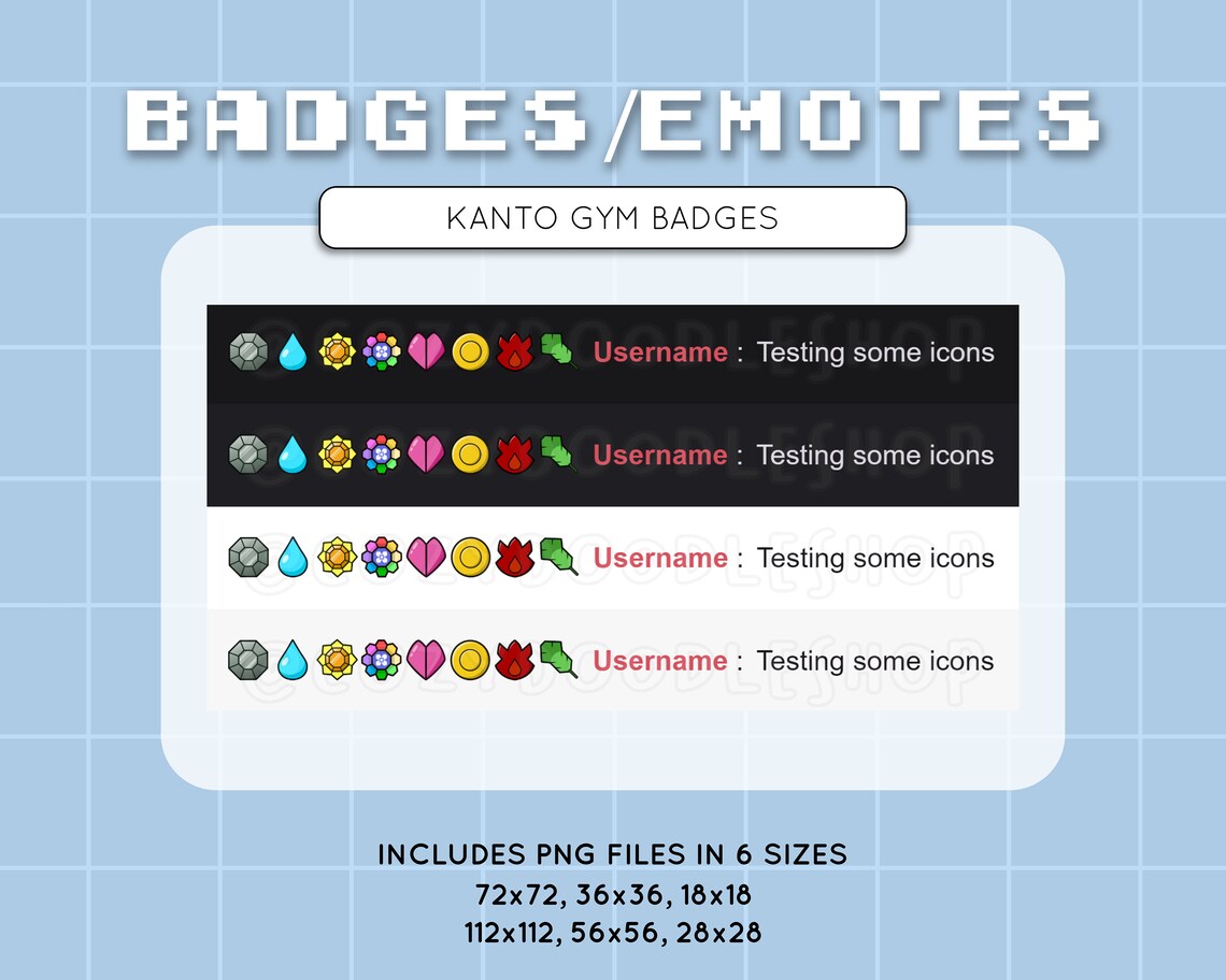 Kanto Gym Badges Emotes | Pokemon | Sub Bit Badges | Twitch Discord - Etsy