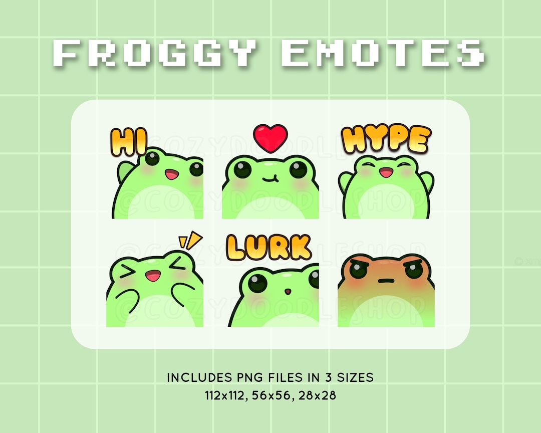 Froggy Emote Pack | Heart Love Hi Hype Laugh Lurk Angry Mad | Twitch ...