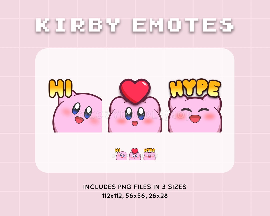 Kirby Emote Starter Pack | Kirby Hi Wave Heart Love Hype | Twitch ...
