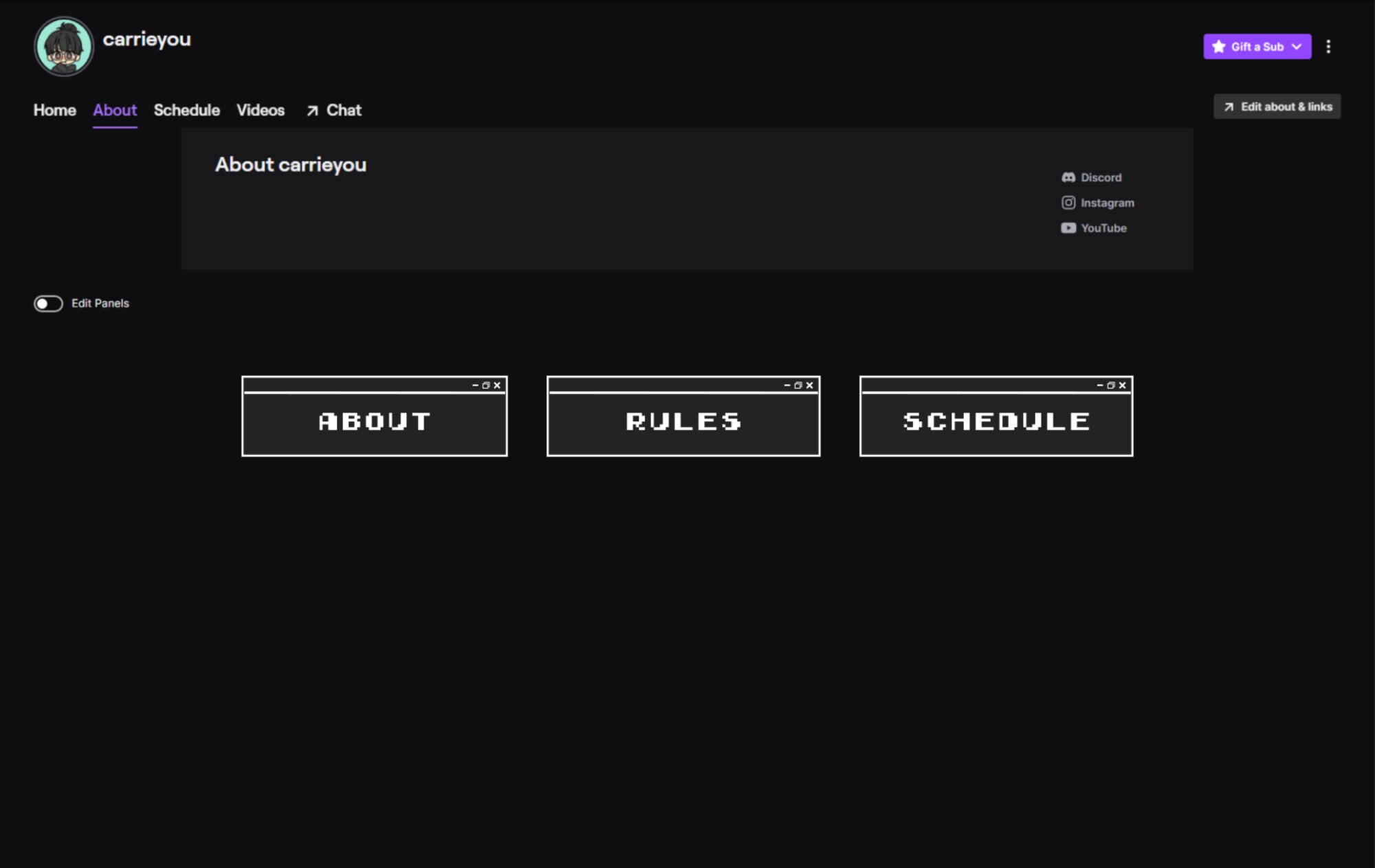 20 Dark Mode Twitch Panels | Black & White | Minimal | Pixel - Etsy