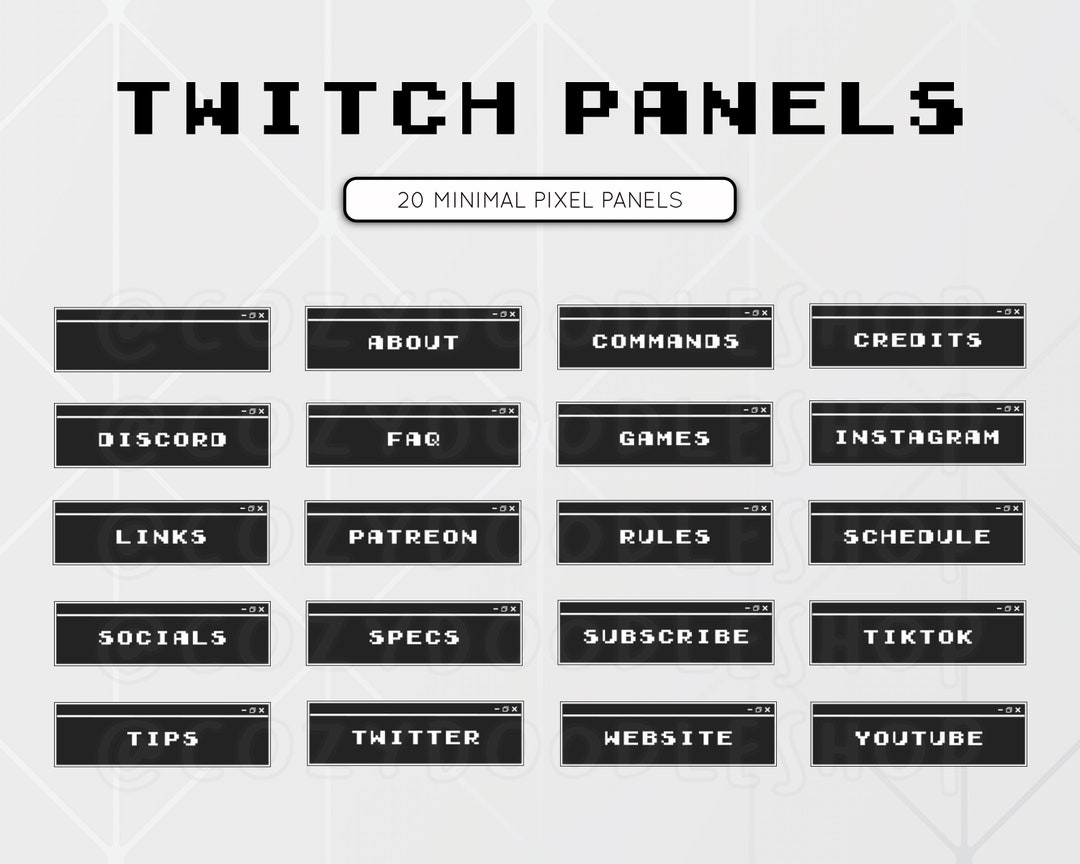 20 Dark Mode Twitch Panels | Black & White | Minimal | Pixel - Etsy