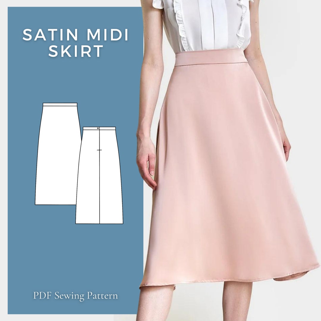 Satin Skirt Sewing Pattern, Midi Skirt Pattern, Long Skirt Pattern, A ...