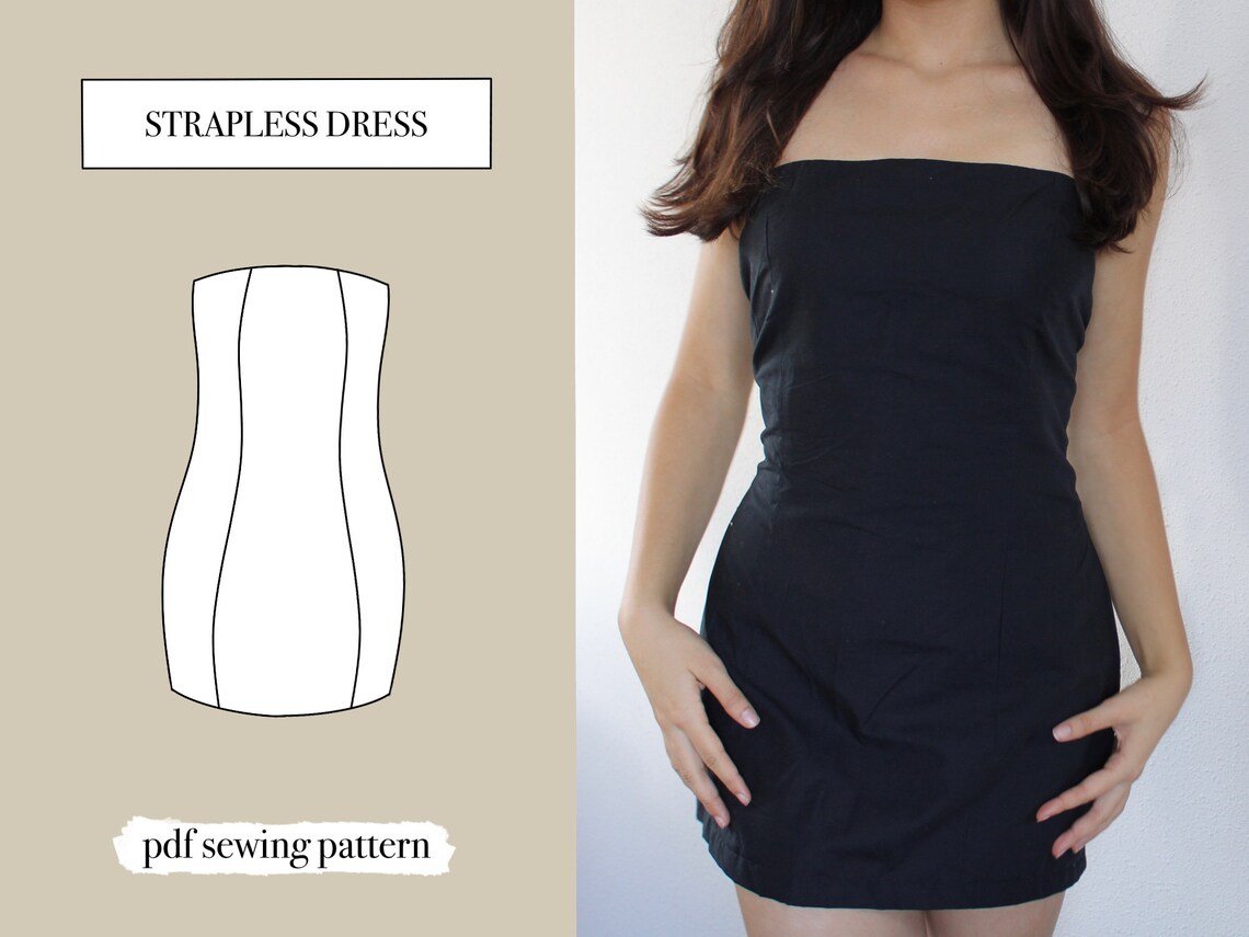 Strapless Dress Pattern Mini Dress Pattern Mini Dress Sewing - Etsy