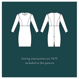 Long Sleeve Dress Pattern, Pencil Dress Sewing Pattern, Simple Dress ...