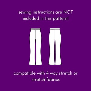 Flare Pants Sewing Pattern, High Waist Trousers Sewing Pattern, Flared ...