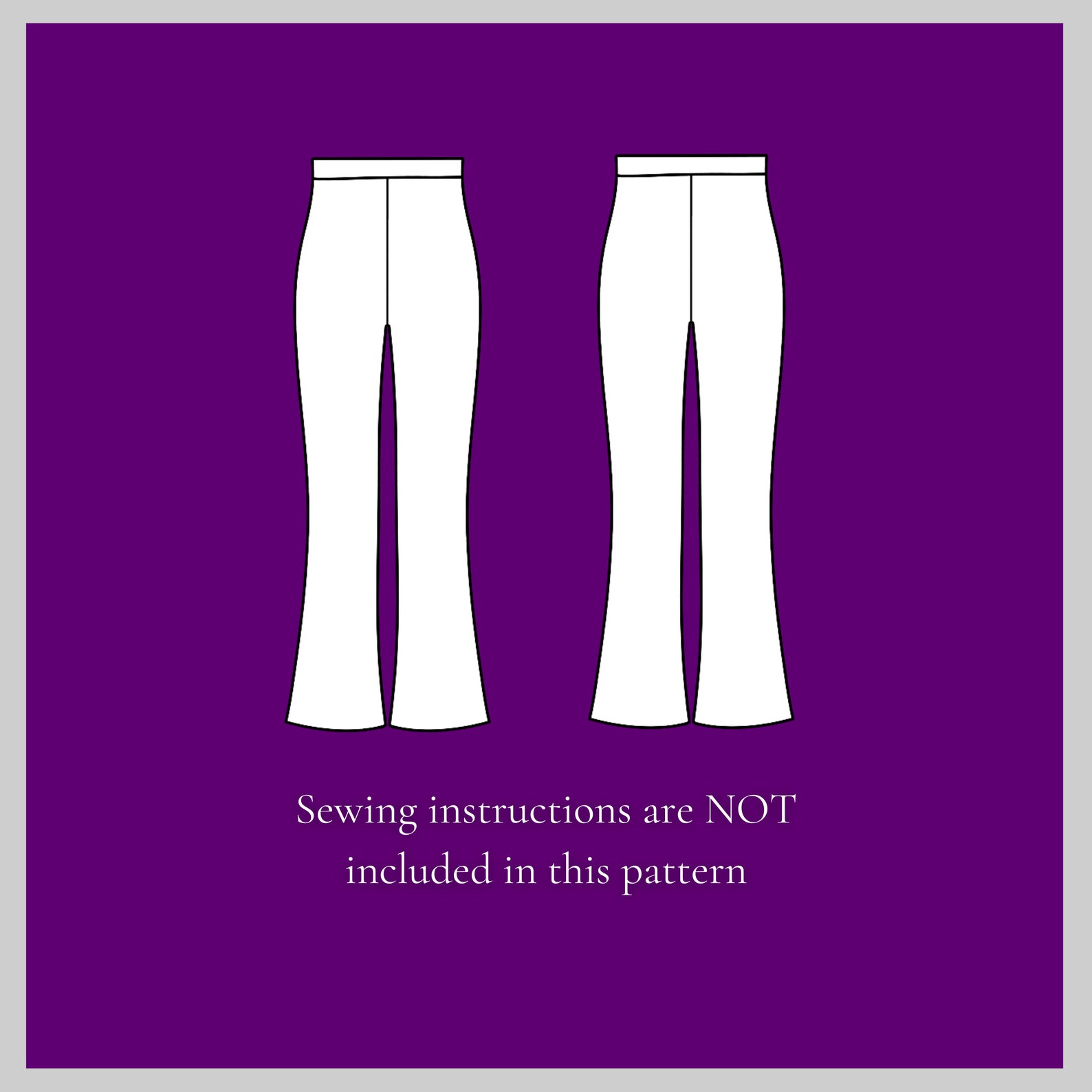 Flare Pants Sewing Pattern, High Waist Trousers Sewing Pattern, Flared ...