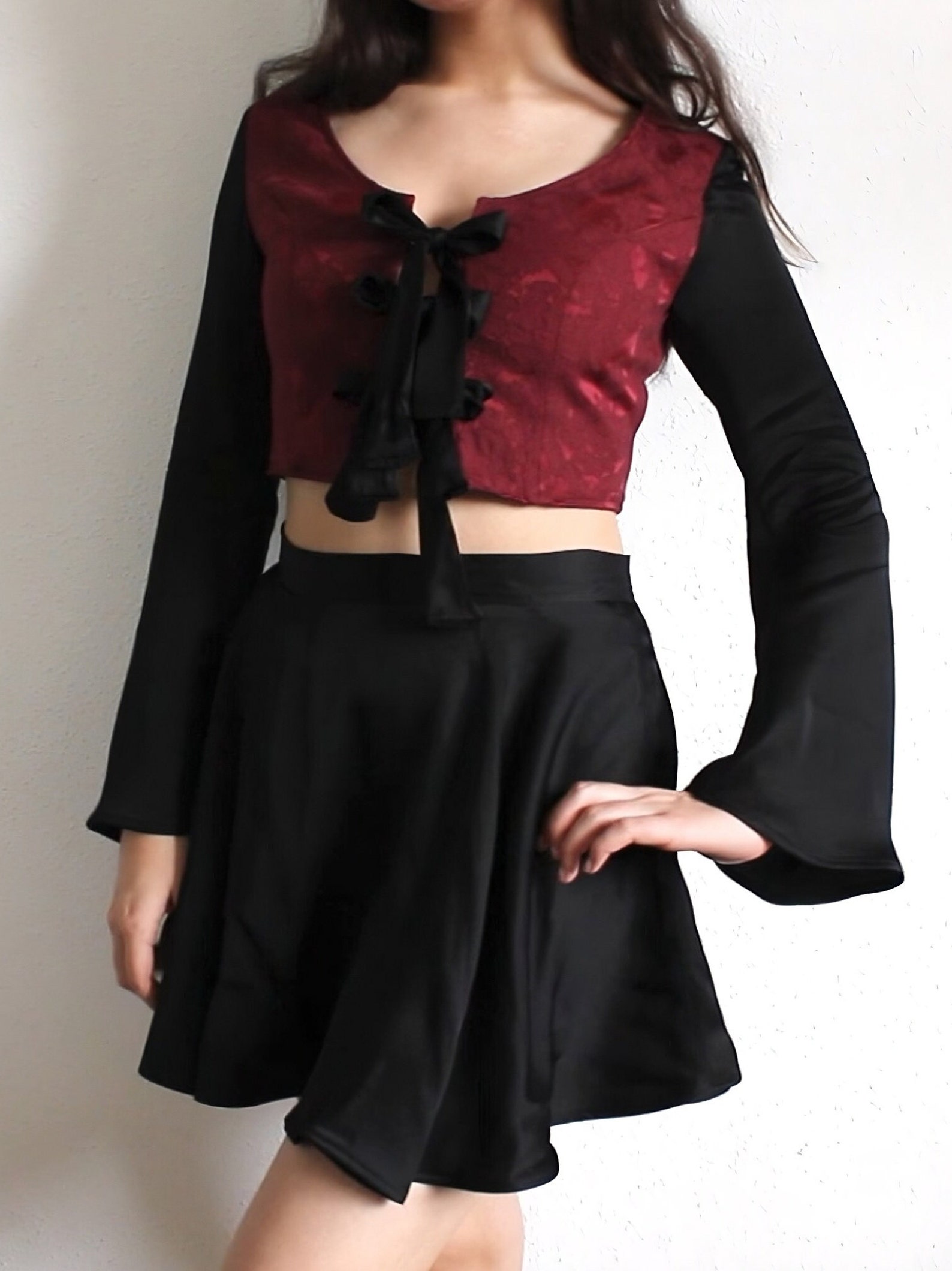 Bell Sleeve Crop Top Sewing Pattern, Open Front Crop Top Pattern ...
