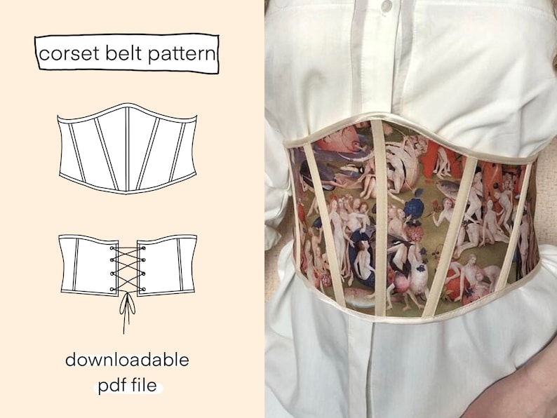 PDF underbust corset belt sewing pattern printable | Etsy