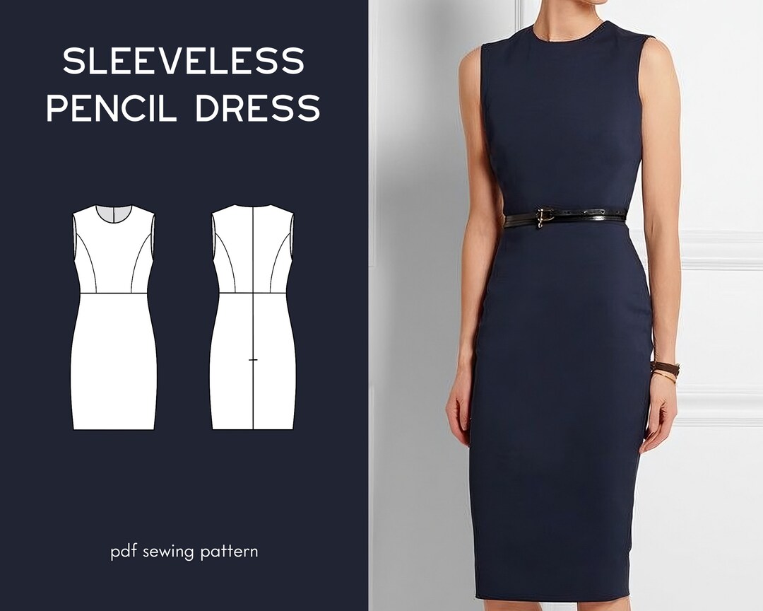 Pencil Dress Sewing Pattern, Sleeveless Dress Pattern, Shift Dress ...