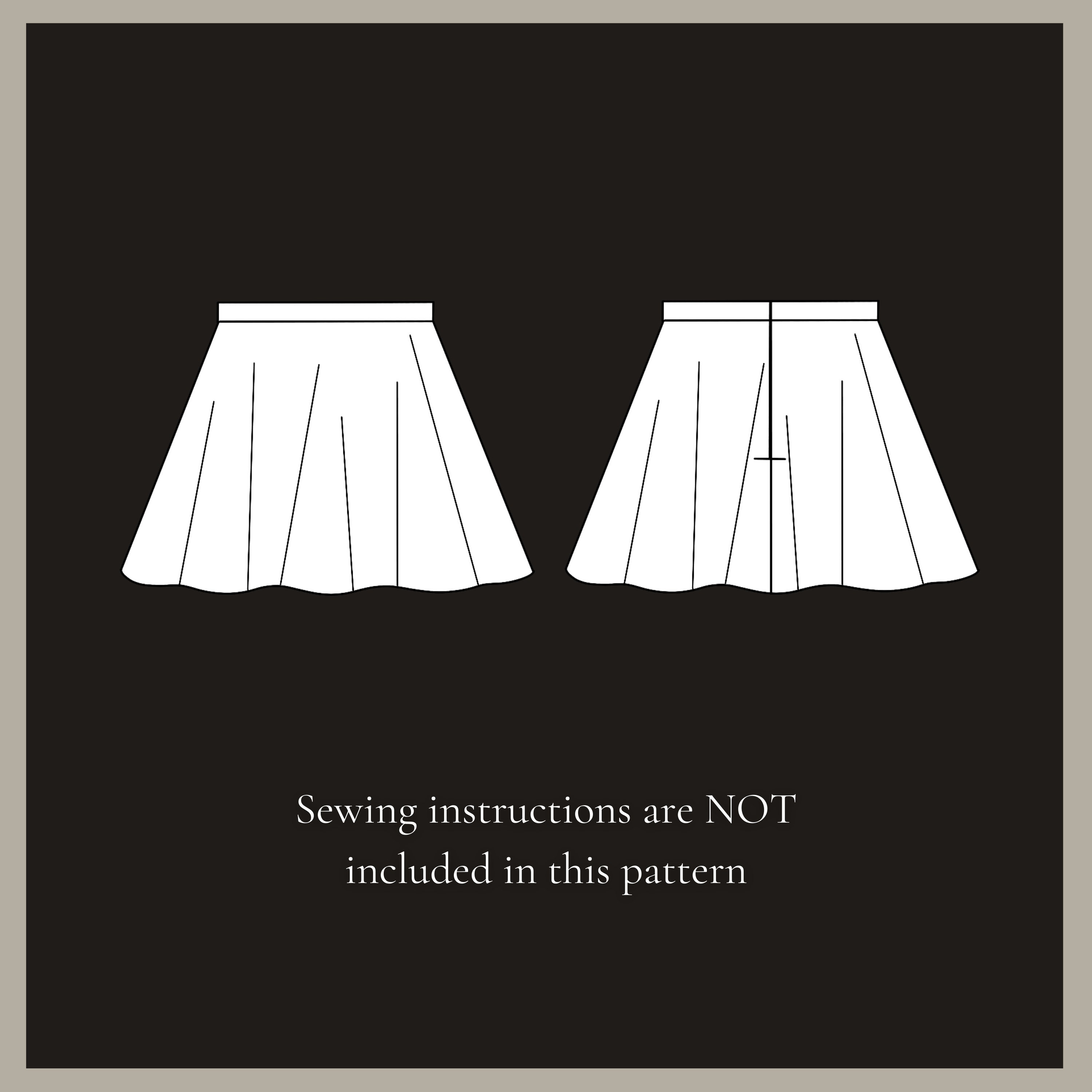 Mini Skirt Sewing Pattern, Mini Skirt Pattern, Circle Skirt Pattern ...