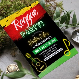 Reggae Birthday Invitation | Reggae Party Invite | Jamaica Birthday ...