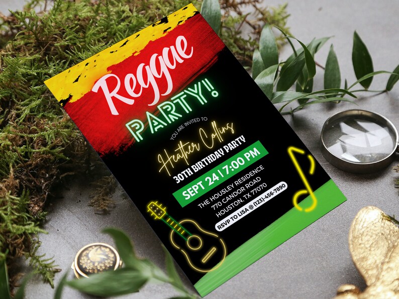 Reggae Birthday Invitation Reggae Party Invite Jamaica - Etsy