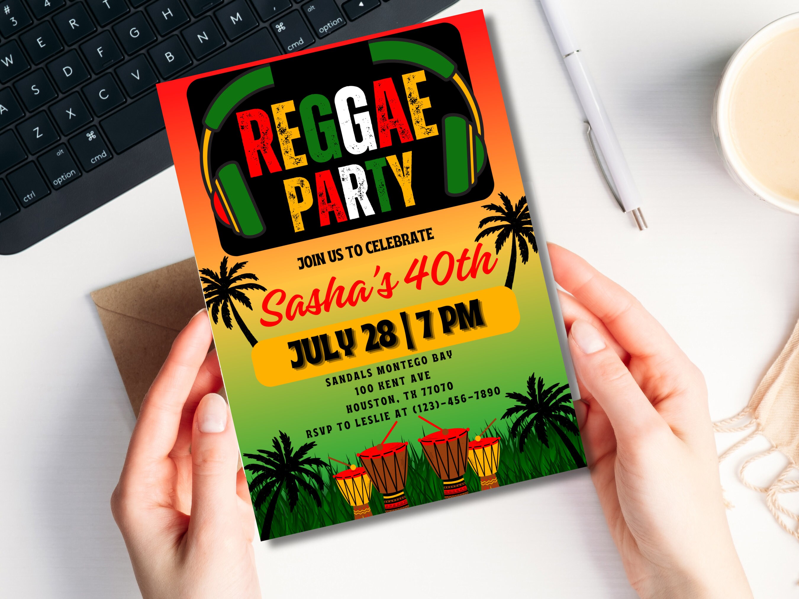 Reggae Party Invite | Reggae Evite | Rasta Evite | Jamaica Invite ...