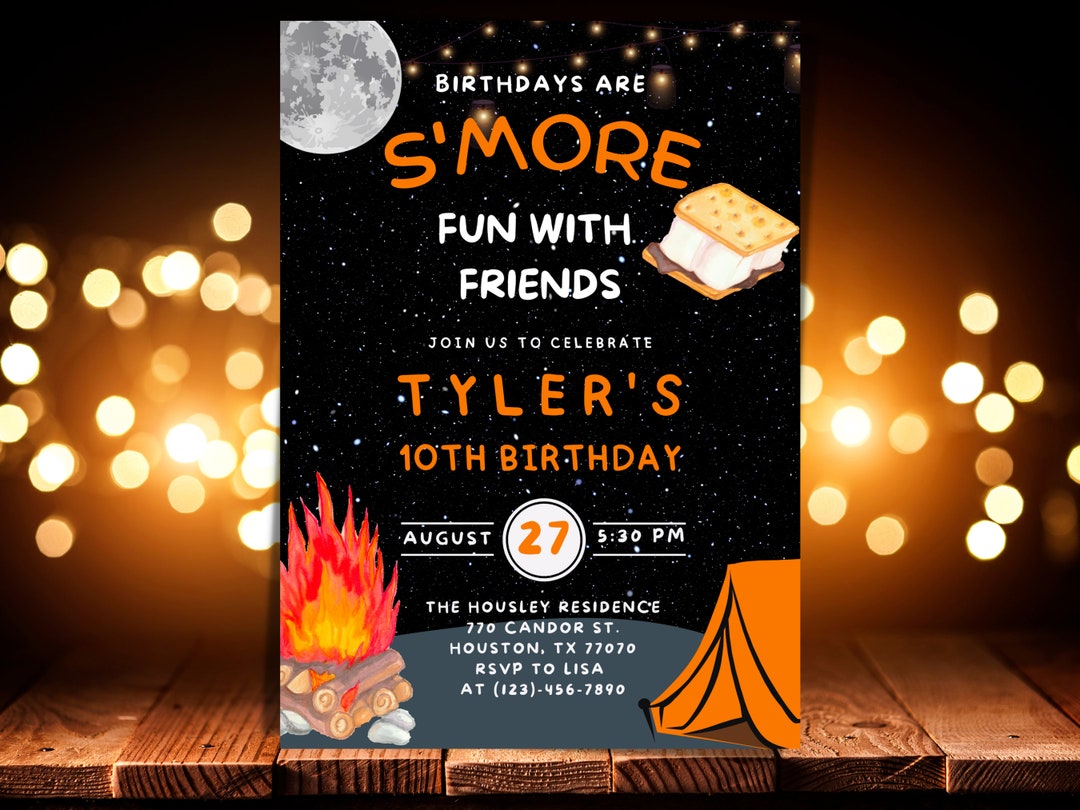 Smores Birthday | Bonfire Birthday | Smores Invitation | Campfire ...