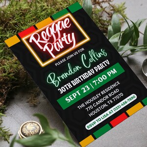 Reggae Birthday Invitation | Reggae Party Invite | Jamaica Birthday ...
