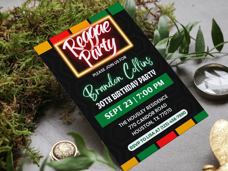 Reggae Birthday Invitation Reggae Party Invite Jamaica - Etsy