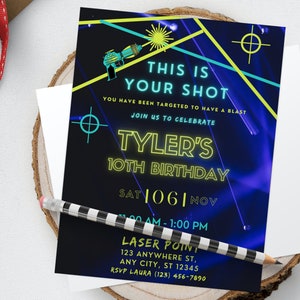 Laser Tag Birthday Party Invitation | Glow Party Invitation | Laser Tag ...