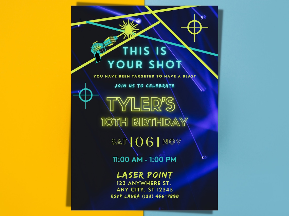 Laser Tag Birthday Party Invitation Glow Party Invitation - Etsy
