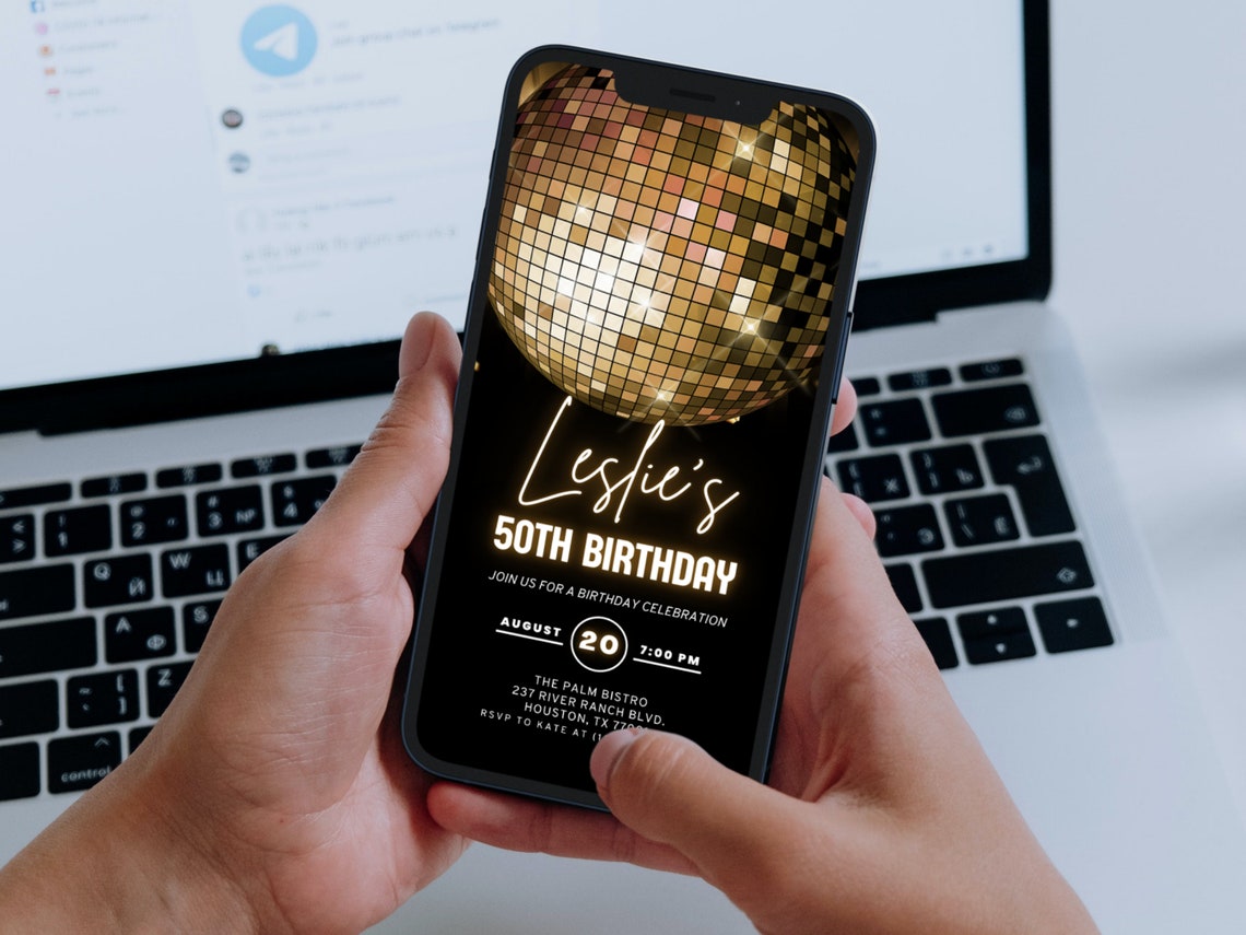 Disco Birthday Invitation Electronic Birthday Invitation - Etsy