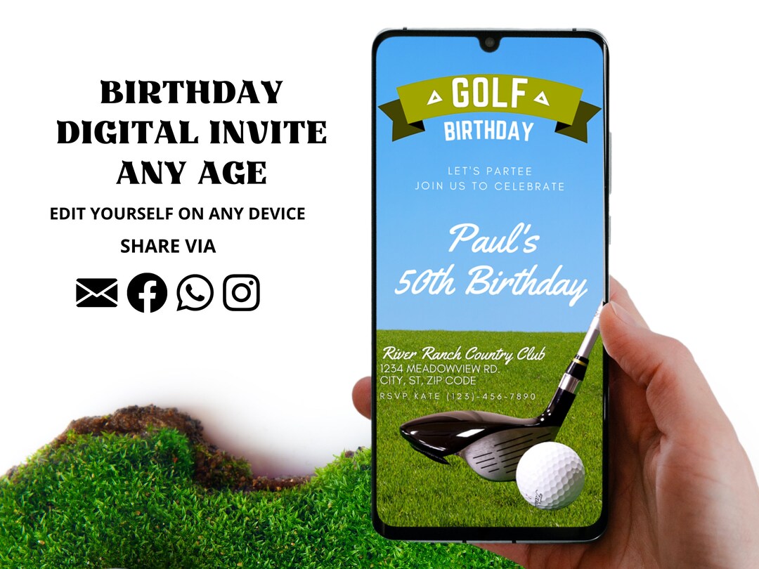 Golf Birthday Party Invitation | Men's Birthday Invite | Golf Party ...