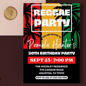 Reggae Birthday Invitation | Reggae Party Invite | Jamaica Birthday ...