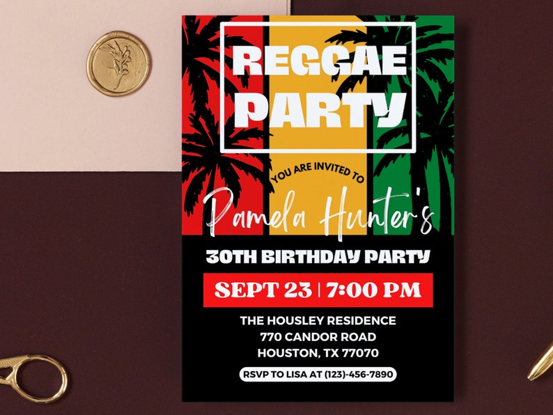 Reggae Birthday Invitation Reggae Party Invite Jamaica - Etsy