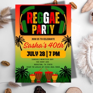 Reggae Party Invite | Reggae Evite | Rasta Evite | Jamaica Invite ...