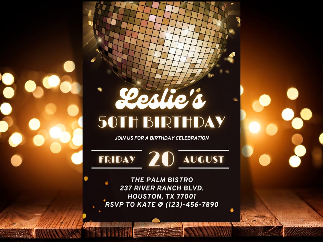 Disco Birthday Invitation | Disco Ball Invite | Disco Invitation | 5X7 ...