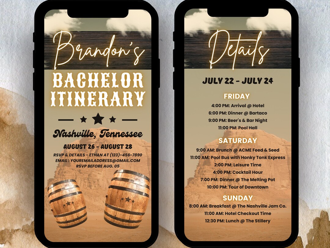 Cowboy Itinerary Template | Western Itinerary | Bachelor Weekend ...