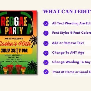 Reggae Party Invite | Reggae Evite | Rasta Evite | Jamaica Invite ...