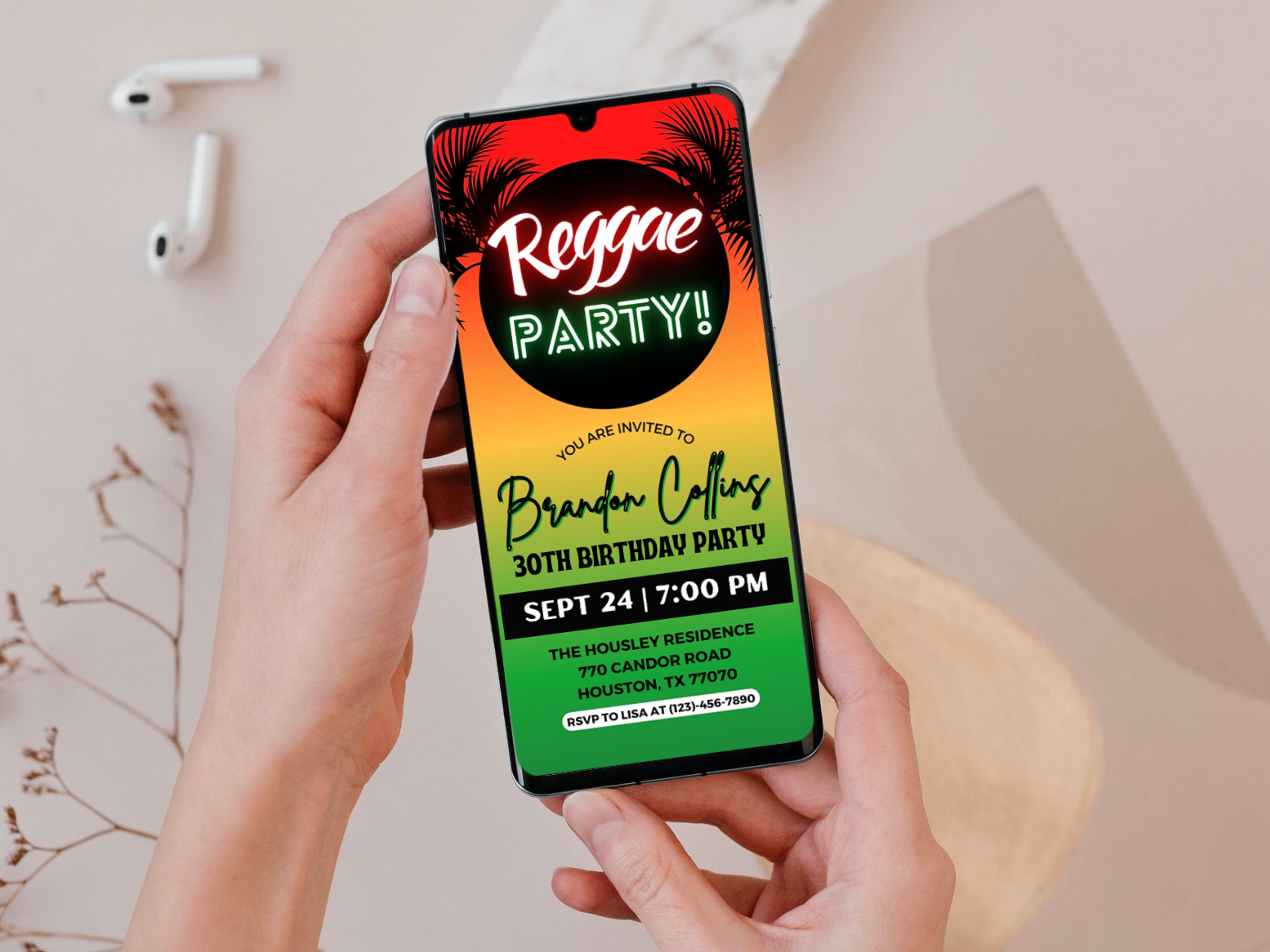Reggae Birthday Invitation Reggae Party Invite Jamaica - Etsy UK