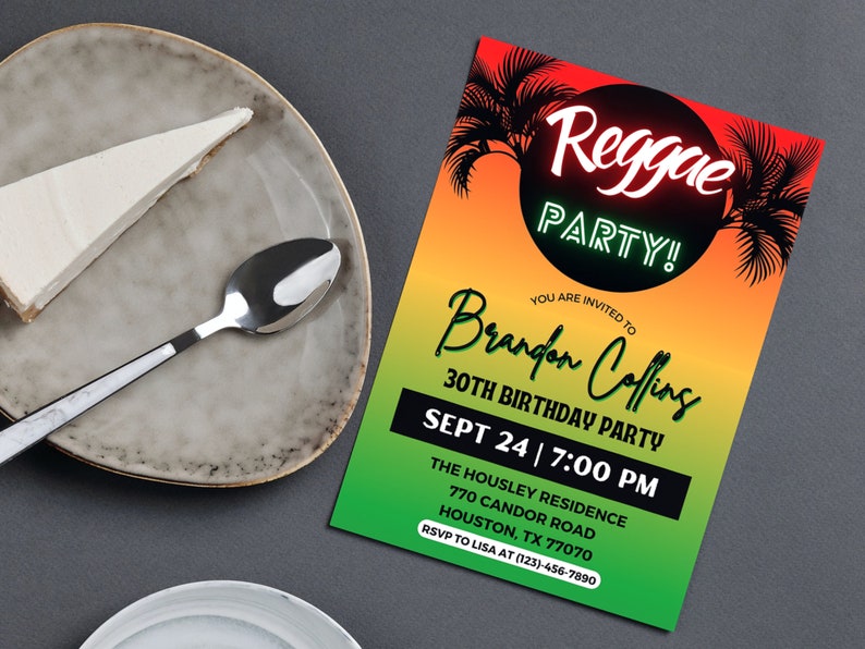 Reggae Birthday Invitation Reggae Party Invite Jamaica - Etsy