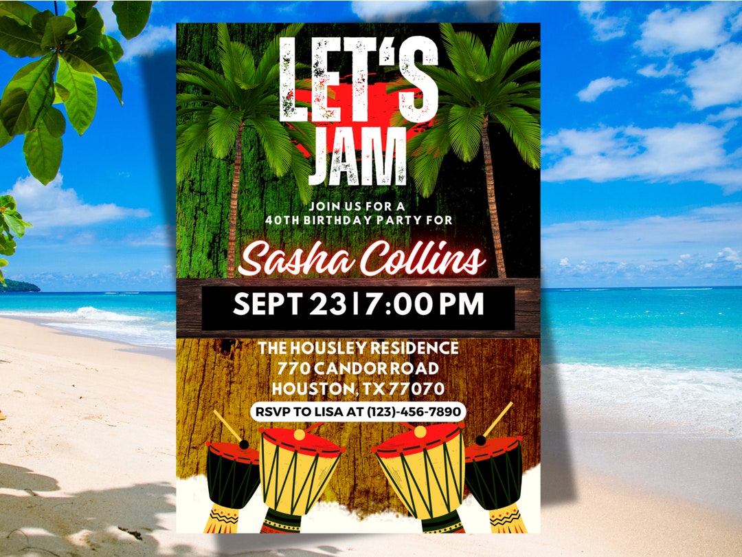 Reggae Party Invite | Reggae Evite | Rasta Evite | Jamaica Invite ...