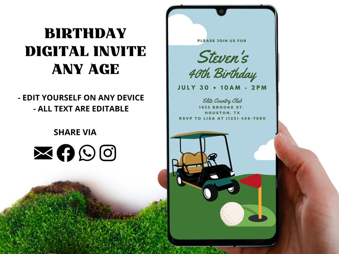 Golf Birthday Party | Men's Birthday Invite | Golf Party Invitation ...
