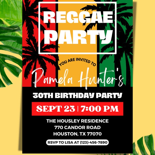Reggae Birthday Invitation - Etsy