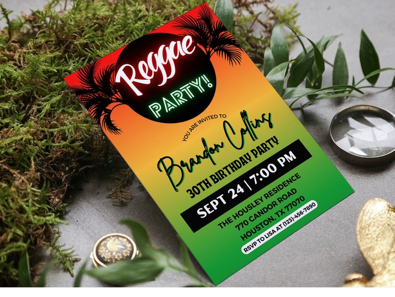 Reggae Birthday Invitation Reggae Party Invite Jamaica - Etsy