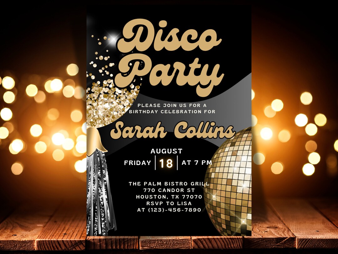 Disco Birthday Invitation | Disco Ball Invite | Disco Invitation | 5X7 ...