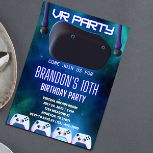 Video Game Invite | Virtual Reality Party Invite | VR Party Invitation ...