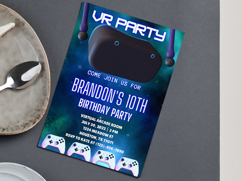 Video Game Invite Virtual Reality Party Invite VR Party - Etsy