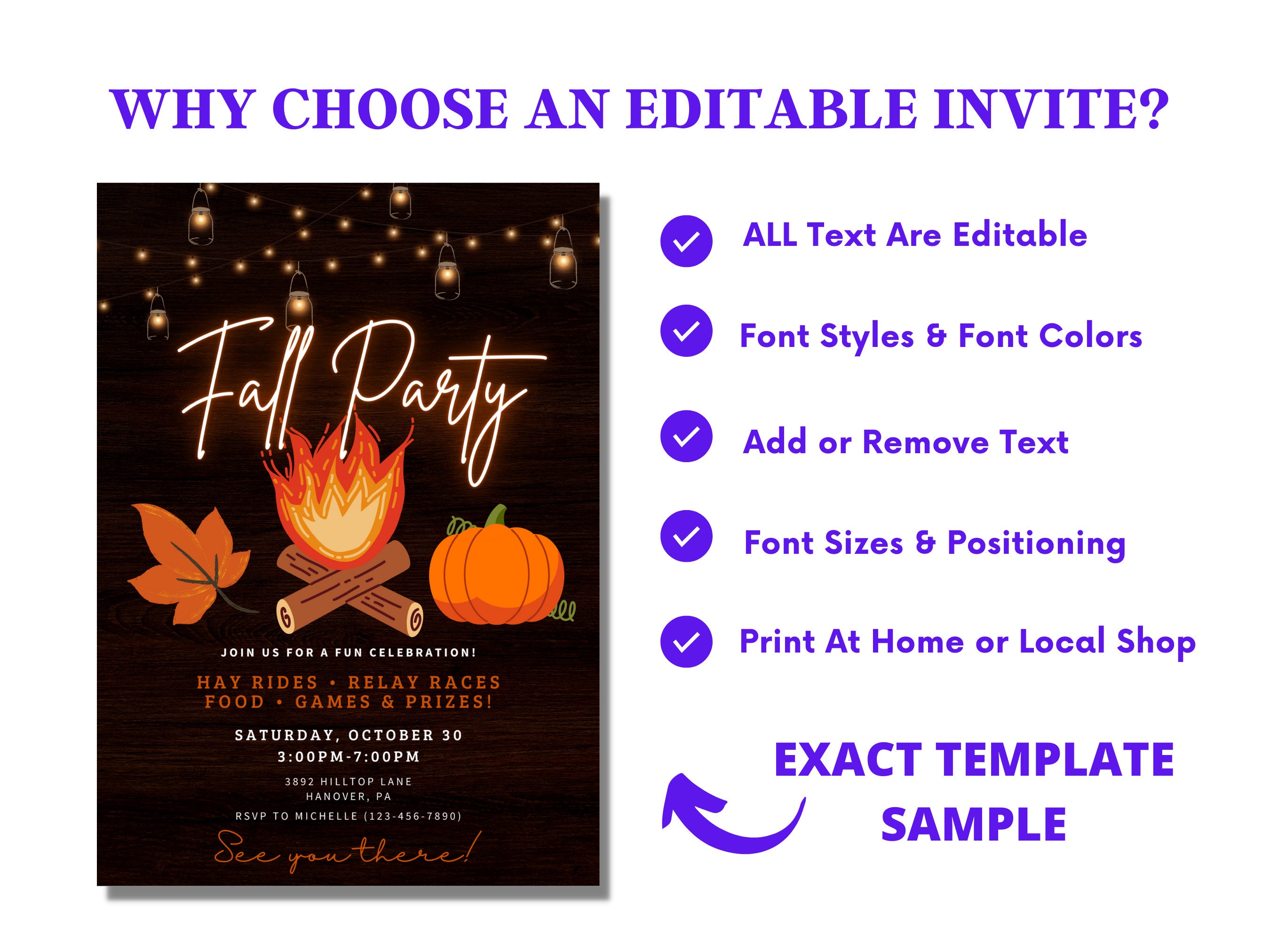 Fall Harvest Party Fall Event Flyer Fall Block Party Flyer - Etsy