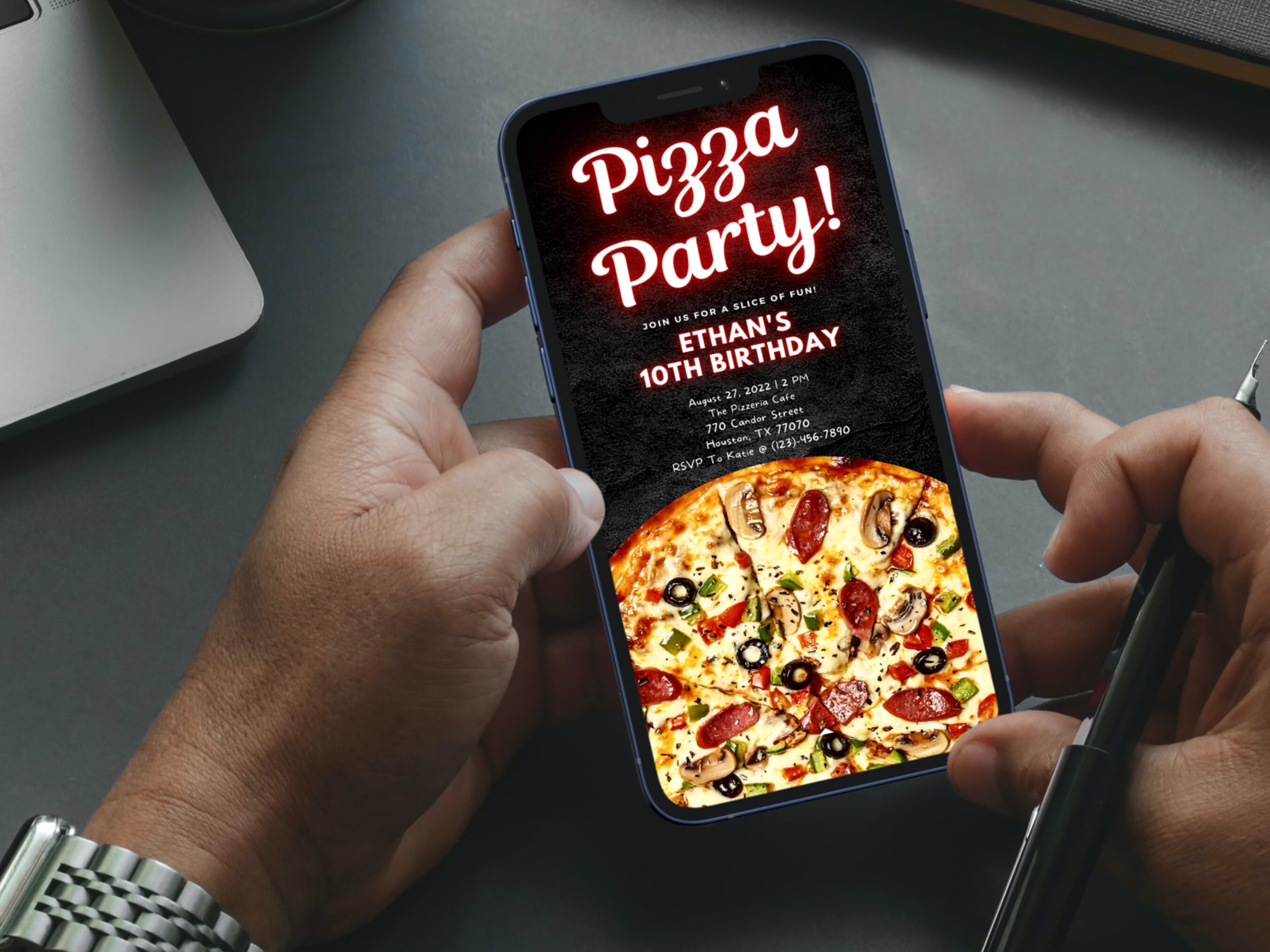 Pizza Party Invitation Editable Digital Pizza Party - Etsy