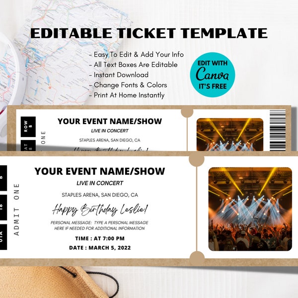Concert Ticket Template - Etsy