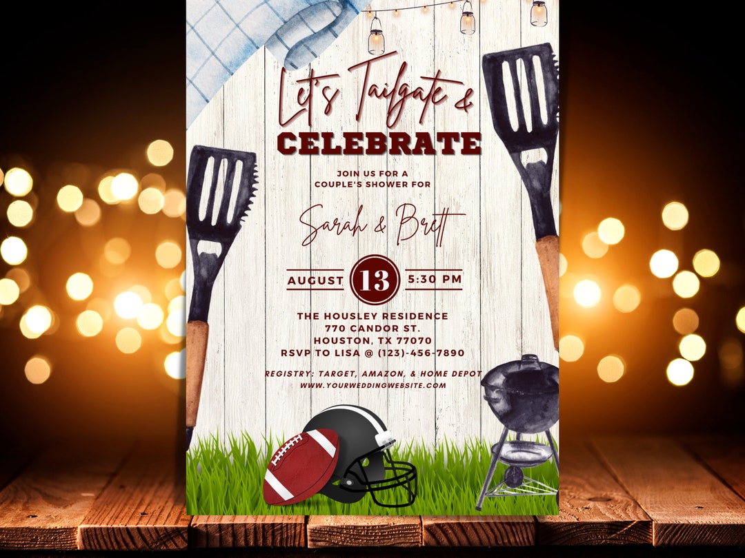 Tailgate and Celebrate Invite | Lets Celebrate | Couples Bridal Shower ...
