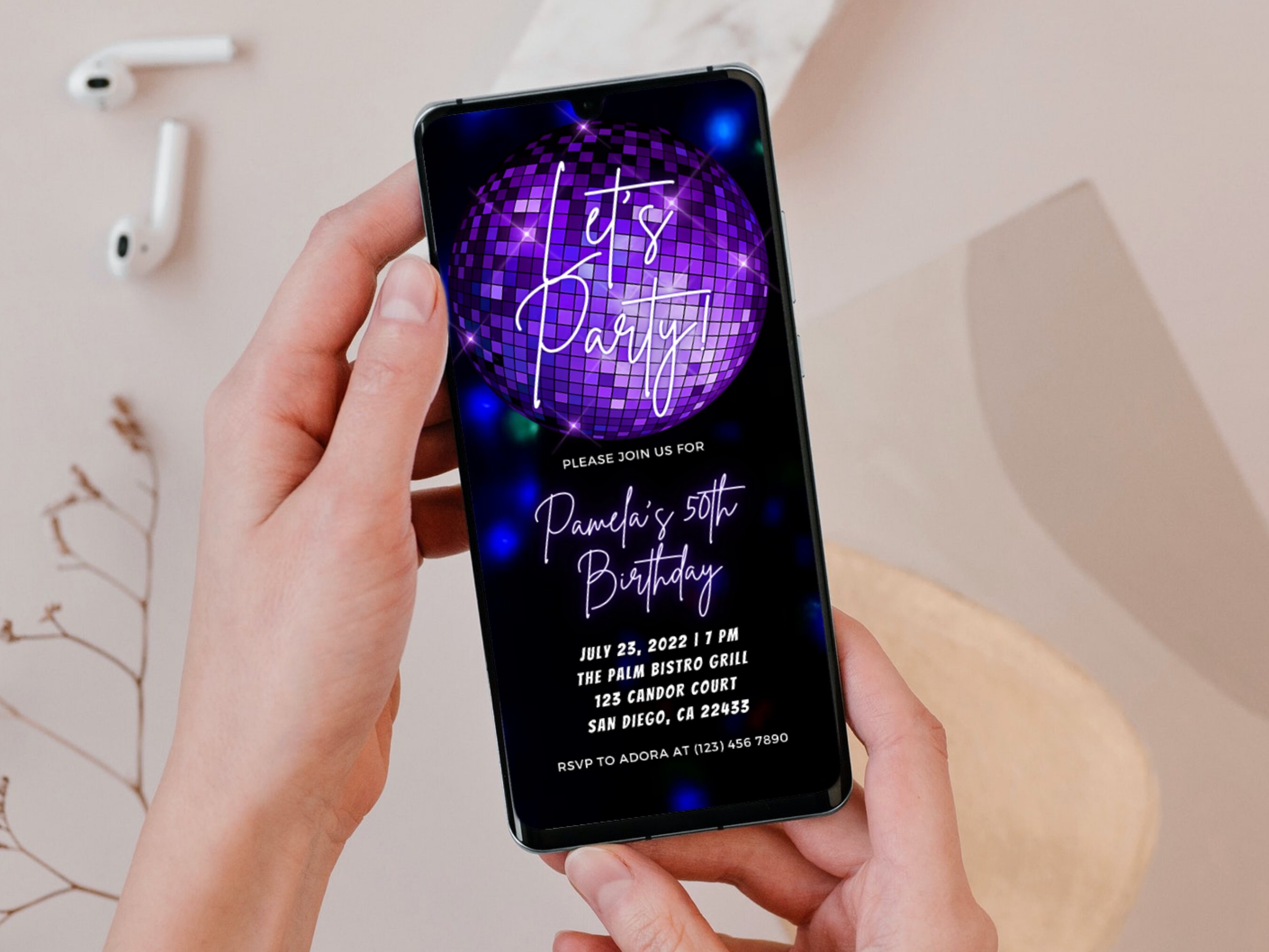 Disco Birthday Invitation | Electronic Birthday Invitation | 70s ...
